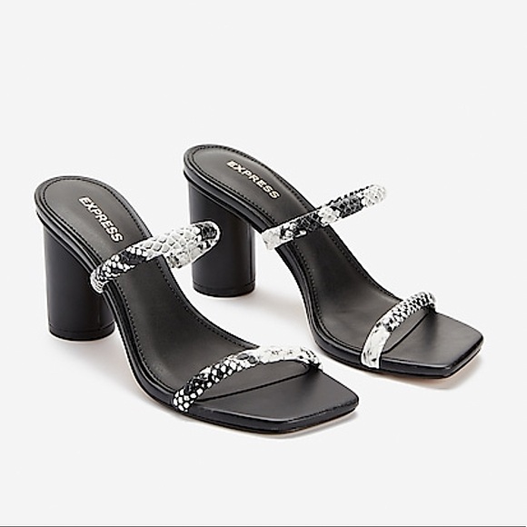 Express | Shoes | Express Double Band Block Heels W Snakeskin Print ...